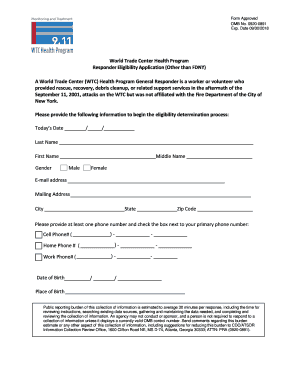 Fillable Online WTC Health Program Responder Eligibility Application ...