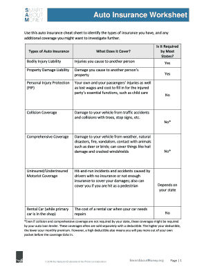 Fillable Online Auto Insurance Worksheet Fax Email Print - pdfFiller