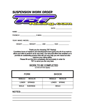 Fillable Online TBT work order form1 - Copy.doc Fax Email Print - pdfFiller