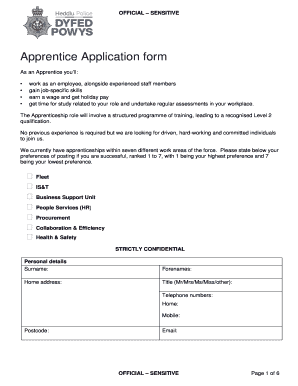 Fillable Online Apprentice Application form - dyfed-powys.police.uk Fax ...