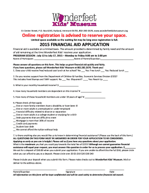 Fillable Online WKM Robot Camp Financial Aid Application Fax Email ...