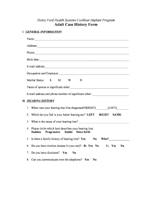 Fillable Online Adult Case History Form.doc Fax Email Print - pdfFiller