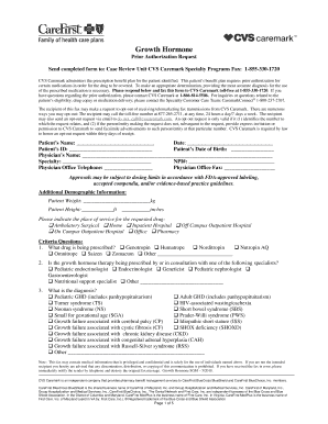Fillable Online Prior Authorization Request - Growth Hormone ...
