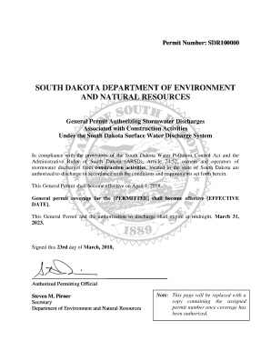 Fillable Online denr sd Permit Number: SDR100000 Fax Email Print ...