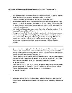 Fillable Online Addendum: Lease agreement details for CARRIAGE HOUSE ... Fax Email Print - pdfFiller