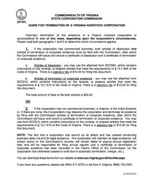 Fillable Online scc virginia STATE CORPORATION COMMISSION (07/07) GUIDE ...