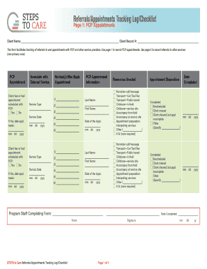 Fillable Online Referrals/Appointments Tracking Log/Checklist ...