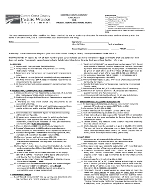 Fillable Online contra costa county checklist for parcel maps and final ...