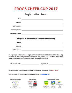 Fillable Online en fcc Frogs Cheer Cup 2017, registration form Fax Email Print - pdfFiller