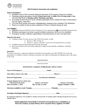 Fillable Online 2016 Workshare Instructions and Application What is ...