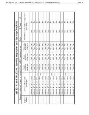 Fillable Online VR-201-O and VR-202-O - W eekly Inspection and Testing ...