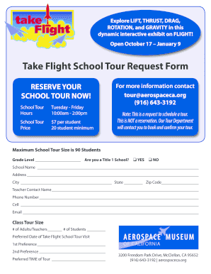 Fillable Online Take Flight School Tour Request Form Fax Email Print ...