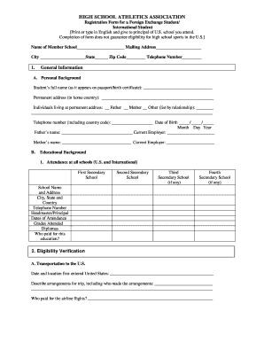 Fillable Online Foreign Exchange/International Student Reg. Form Fax ...