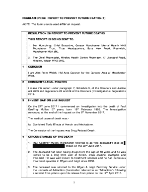 Fillable Online NOTE: This form is to be used after an inquest ...