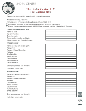 Fillable Online Tour Contract 201 9 Fax Email Print - pdfFiller