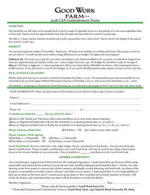 Fillable Online 2018 CSA Commitment Form Fax Email Print - pdfFiller