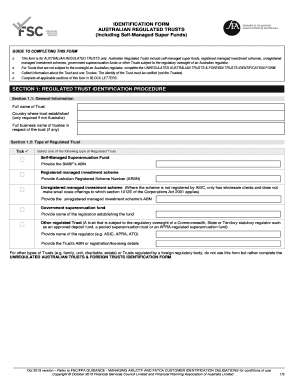 Fillable Online IDENTIFICATION FORM AUSTRALIAN REGULATED TRUSTS ...
