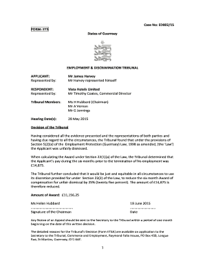 Fillable Online Case No: ED002/15 FORM: ET3 States of Guernsey ...