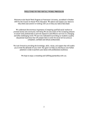 Fillable Online WELCOME TO THE SOCIAL WORK PROGRAM Fax Email Print ...