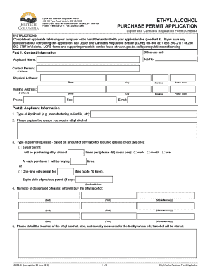 Fillable Online Apply for an Ethyl Alcohol Purchase Permit. LCRB liquor ...