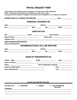 Fillable Online TRAVEL REQUEST FORM - United States Courts Fax Email ...