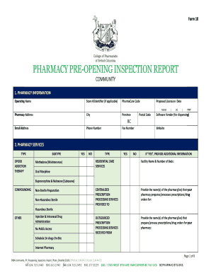 Fillable Online Pharmacy Pre-Opening Inspection Report - College of ...