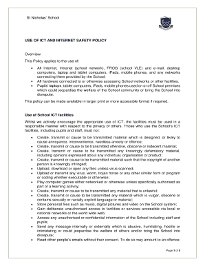 Fillable Online USE OF ICT AND INTERNET SAFETY POLICY Overview This ...