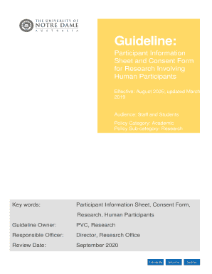 Fillable Online Guideline: Participant Information Sheet and Consent ...