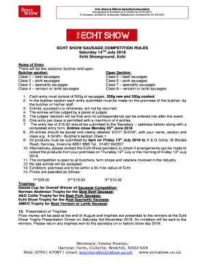 Fillable Online echtshow co Secretary - Echt Show Fax Email Print ...