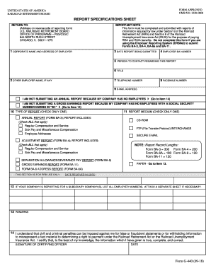 Fillable Online Form G-440 (09-18). Report Specifications Sheet Fax ...