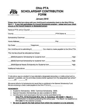 Fillable Online PTA Contribution Form - Ohio PTA Fax Email Print ...