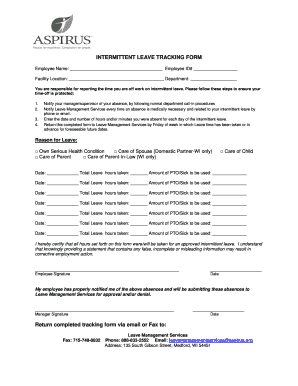 Fillable Online INTERMITTENT LEAVE TRACKING FORM Fax Email Print ...