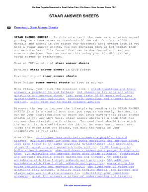 Fillable Online Staar Answer Sheets. Staar Answer Sheets Fax Email ...