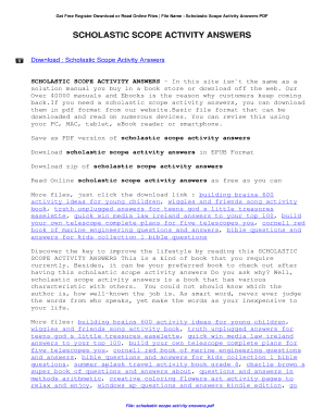 Fillable Online Scholastic Scope Activity Answers. Scholastic Scope ...