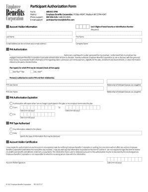 Fillable Online Participant Authorization Form. Authorization Form Fax ...