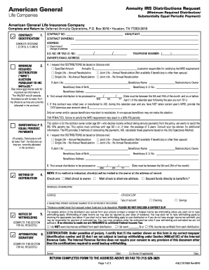 Fillable Online / / Annuity IRS Distributions Request - US Life Fax ...