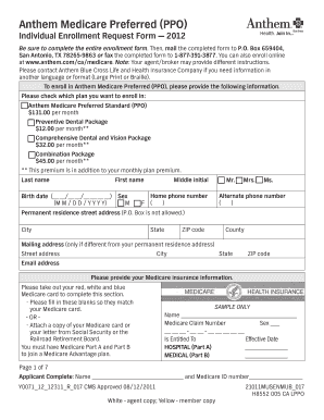 Fillable Online Anthem Medicare Preferred (PPO) - AgentPitstop.com Fax ...