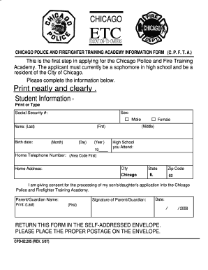 Fillable Online CHICAGO POLICE AND FIREFIGHTER TRAINING ACADEMY ...