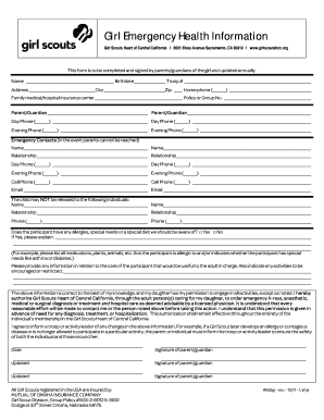 Fillable Online girlscoutshcc Girl Emergency Health Information - Girl ...
