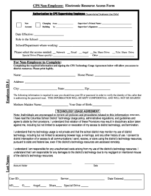Fillable Online CPS Non-Employee: Electronic Resource Access Form For Non ... Fax Email Print ...