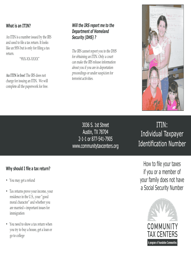 Fillable Online An ITIN is a number issued by the IRS Fax Email Print ...