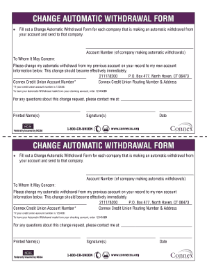Fillable Online connexcu Change automatic withdrawal form change ...