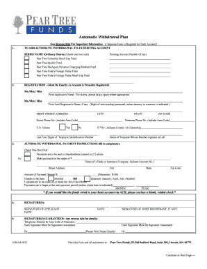 Fillable Online Automatic Withdrawal Plan - Pear Tree Funds Fax Email ...
