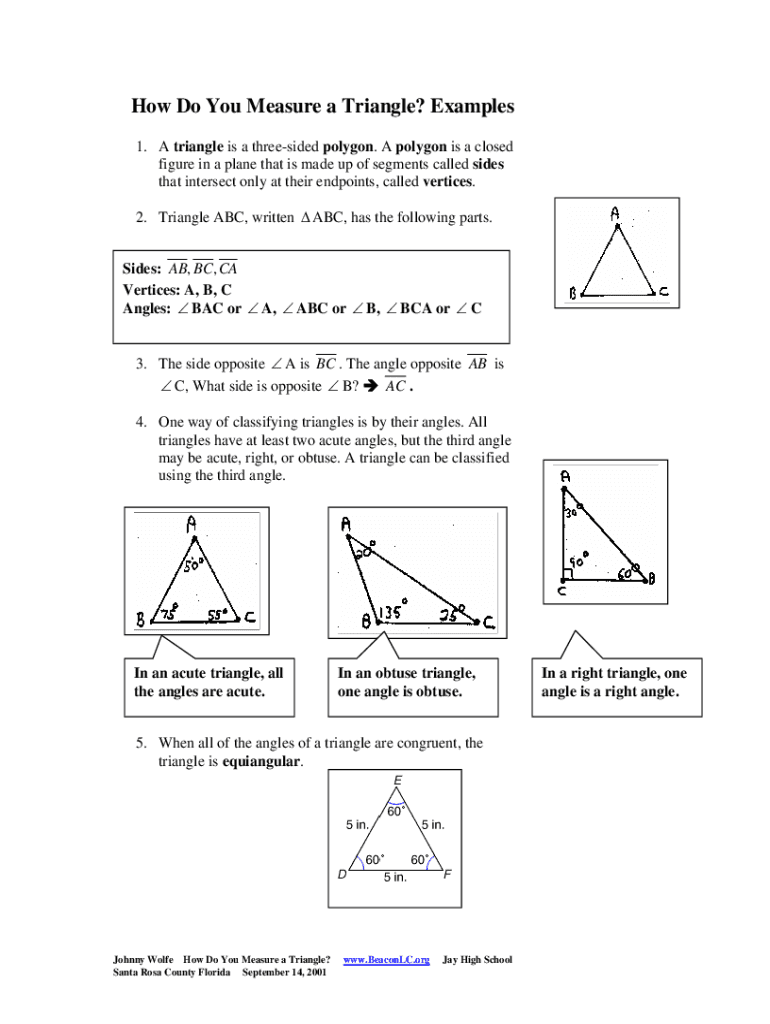 Fillable Online How Do You Measure a Triangle? - Beacon Learning Center ...