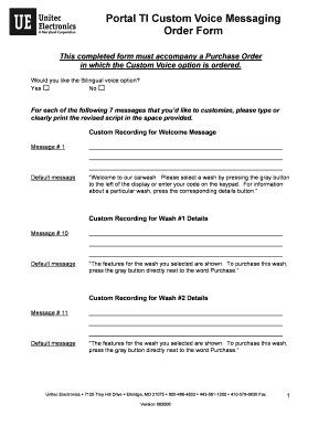 Fillable Online Portal TI Custom Voice Messaging Order Form - Unitec ...