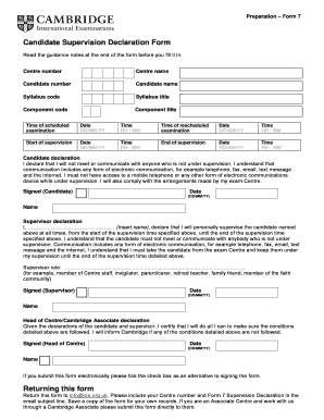 Fillable Online cie org Candidate Supervision Declaration Form ...