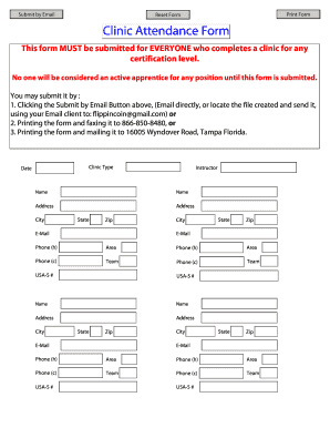 Fillable Online Clinic Attendance Form Fax Email Print - pdfFiller