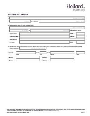 Fillable Online Site Visit Declaration100614JS200614docx Fax Email ...