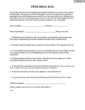 Fillable Online madison k12 ct PEER BRAG RAG Fax Email Print - pdfFiller