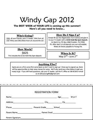 Fillable Online Windy Gap Week 1 Summer b2012b Flyer for Web - What Is ...